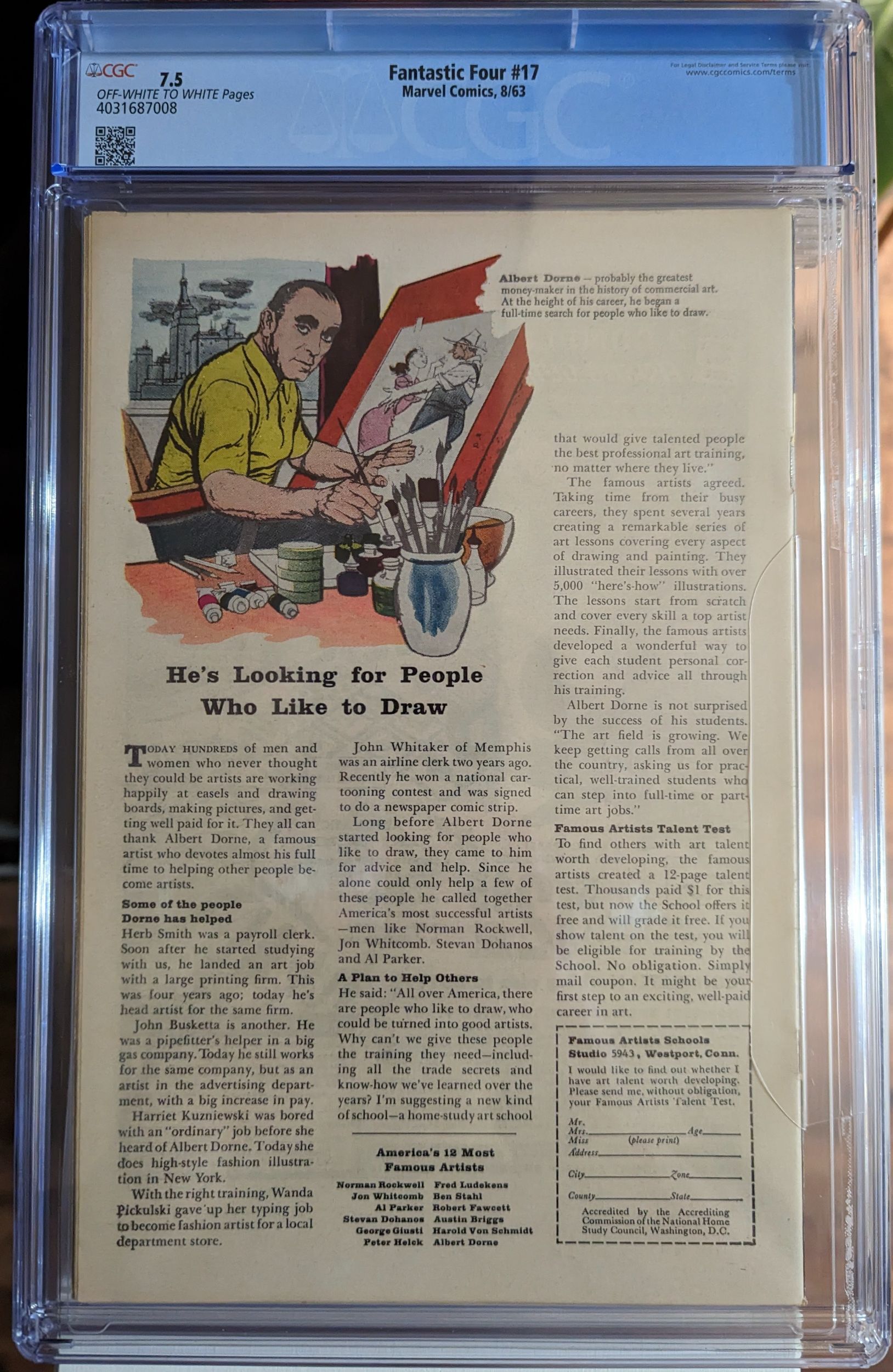 Fantastic Four (1961 1st Series) #17 - CGC 7.5 Dr. Doom and JFK Cameo ...