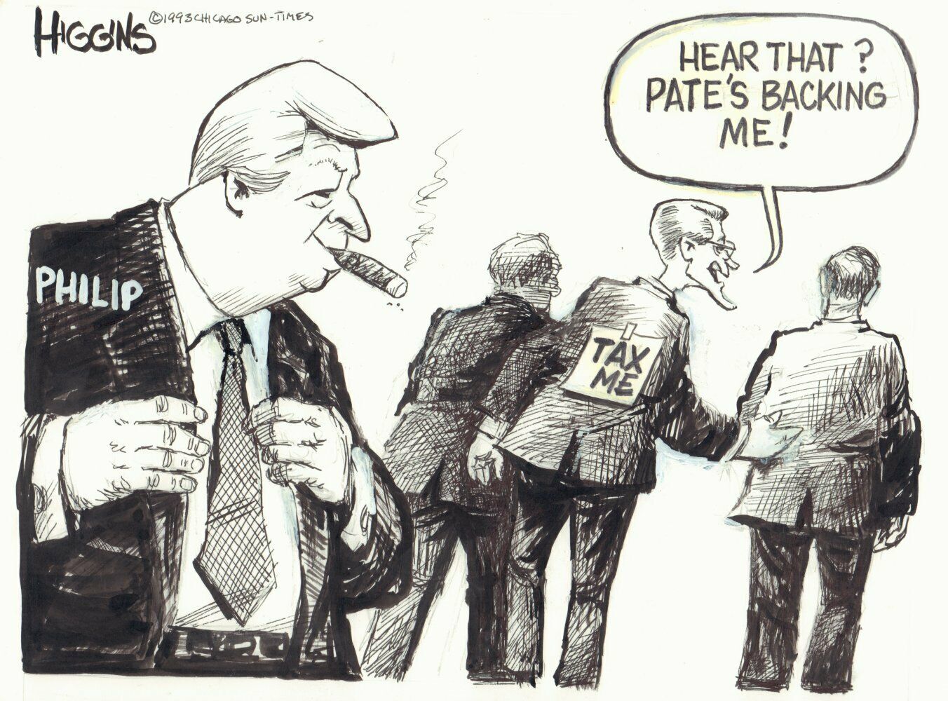 Pate Philip ''Tax Me'' Sign Chicago Sun-Times Newspaper art by Jack ...