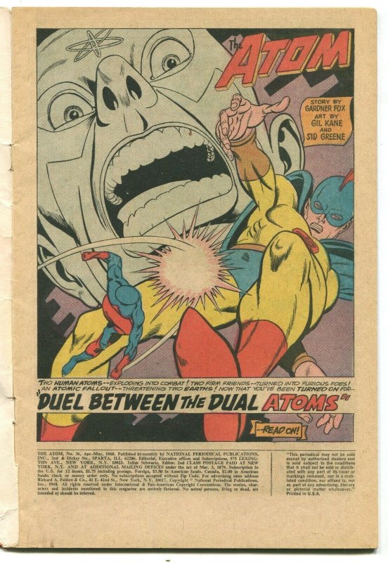 The Atom 36 GDVG 3.0 DC 1968 Silver Age Golden Age Atom | Comic Books ...