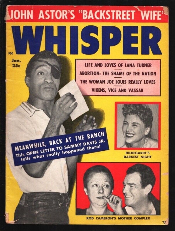 Whisper 1/1956-Sammy Davis Jr-Rod Cameron-Lana Turner-Joe Louis-Vice ...