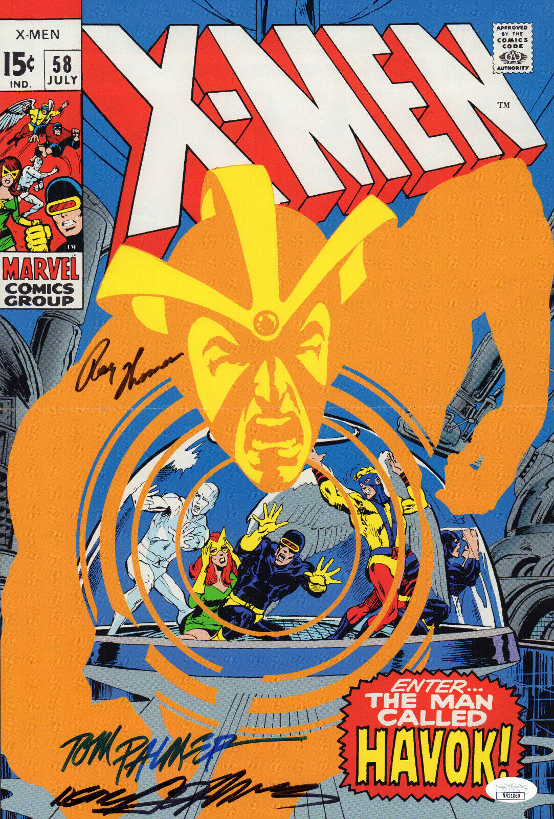 X-Men #58 Cover Print (JSA) Signed by Neal Adams, Tom Palmer, & Roy ...