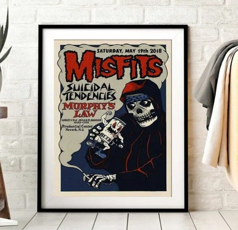 MISFITS + SUICIDAL + MURPHYS LAW Canvas BEER | PUNK Poster 12×16 NEW No ...
