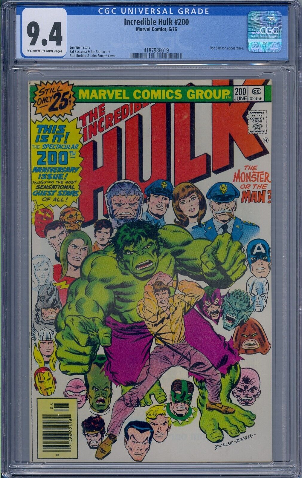 Incredible Hulk #200 CGC 9.4 DOC Samson SAL Buscema John Romita | Comic ...