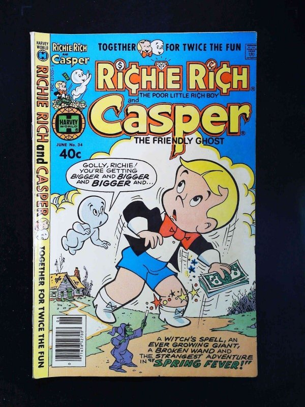 Richie Rich And Casper #34 Harvey Comics 1980 Fn Newsstand | Comic ...
