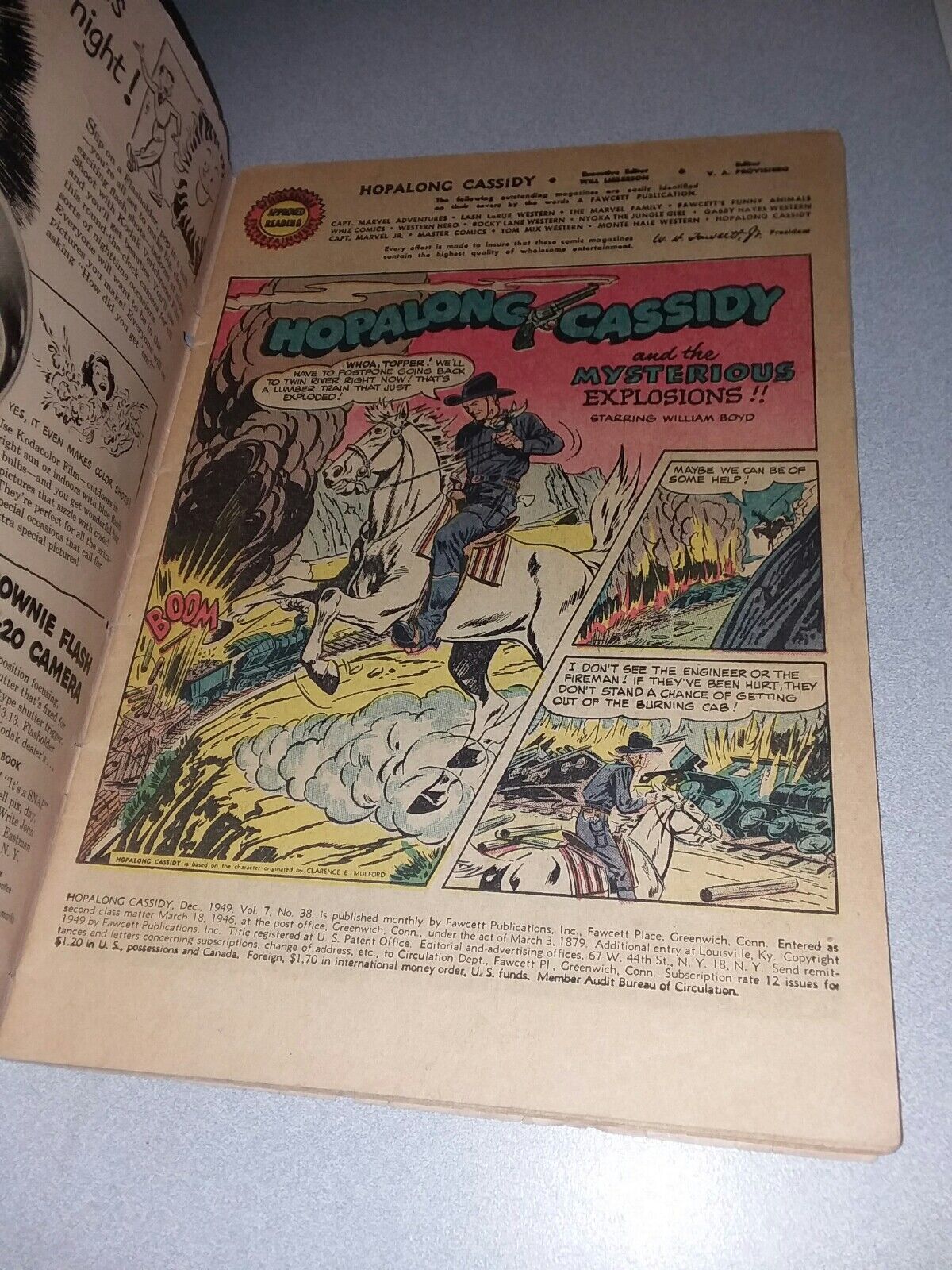 Hopalong Cassidy #38 Fawcett 1949 Golden Age western Comics William ...