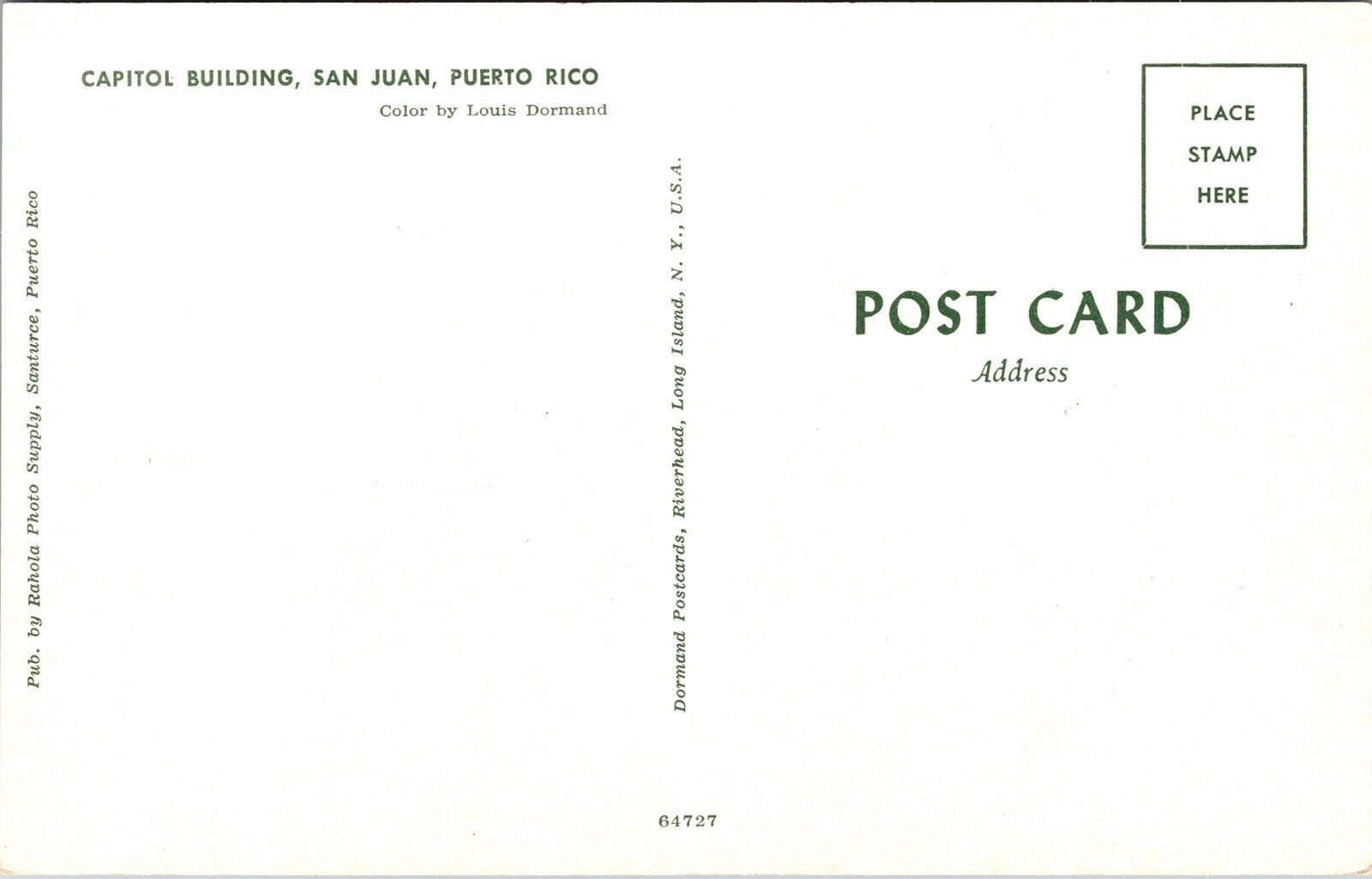 Capitol Building San Juan Puerto Rico Postcard VTG UNP Vintage Unused ...