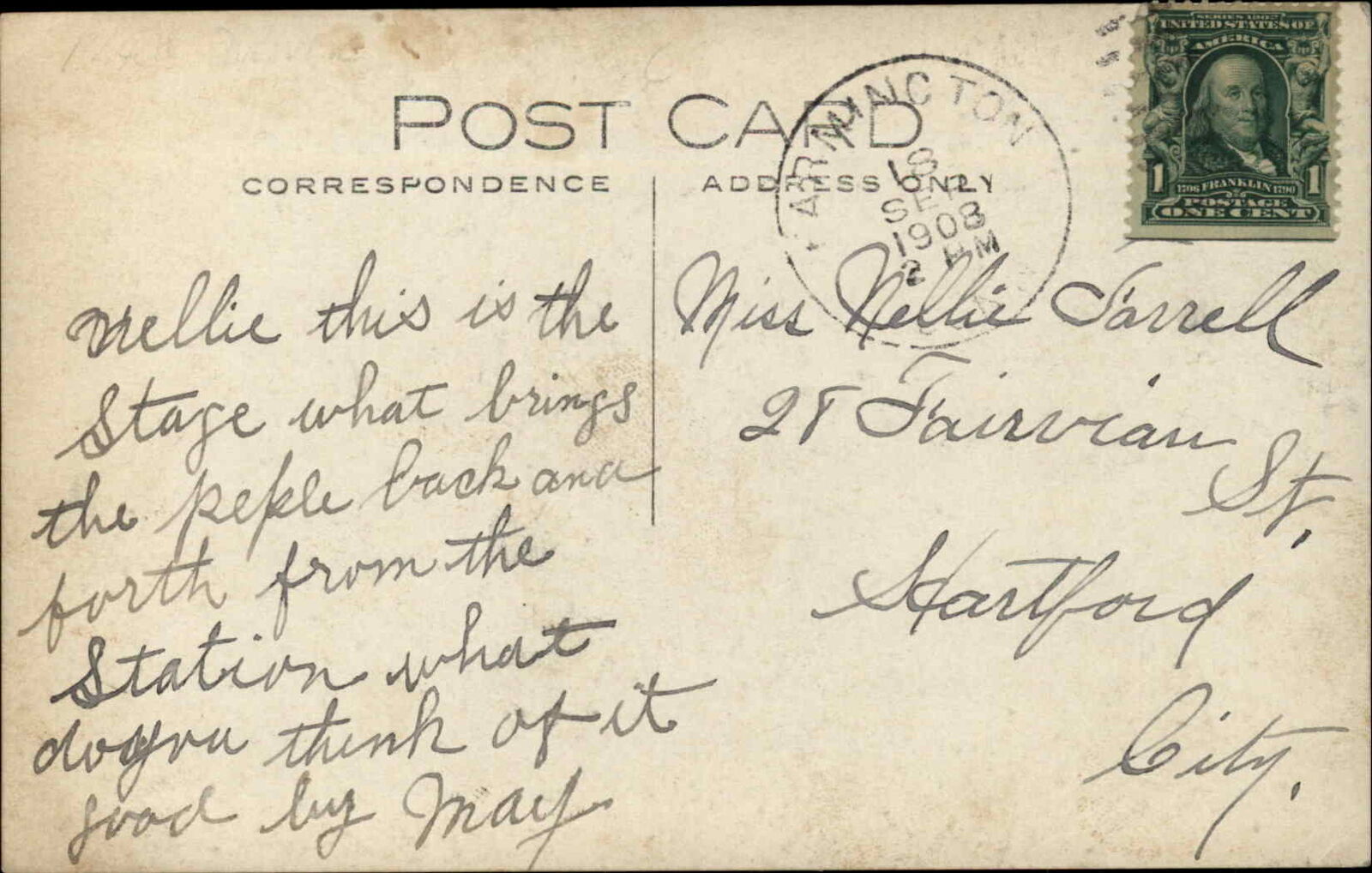 Farmington Connecticut CT US Mail Stage & Livery Stagecoach Real Photo ...