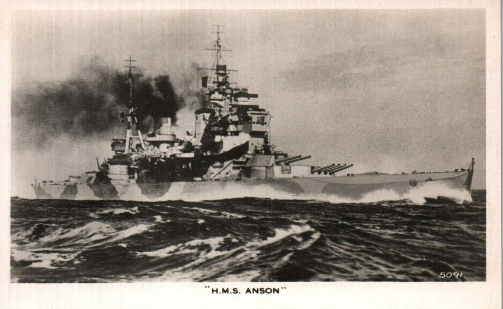 RPPC Photo British Royal Navy HMS Anson (79) Battleship War Time ...