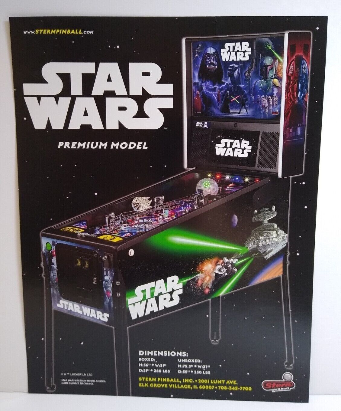 Star Wars Premium Edition Pinball FLYER Original Artwork Space Sci-Fi 8 ...