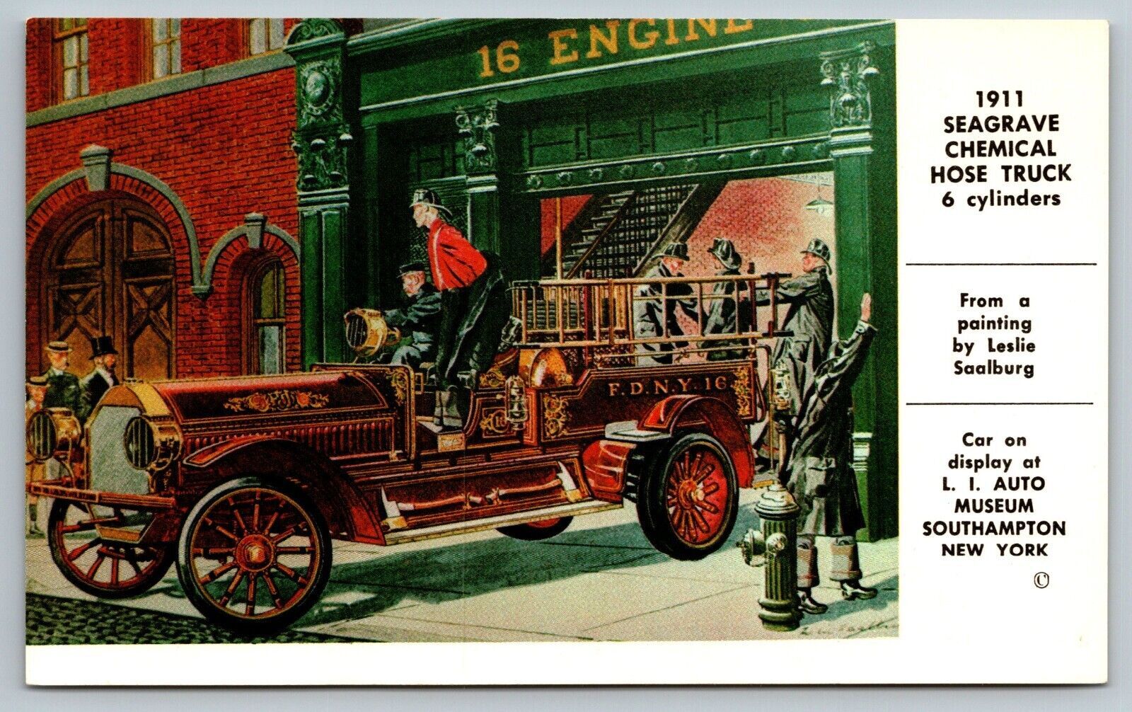 Fire Truck Engine - Fireman Postcard - Long Island - New York - 1911 ...