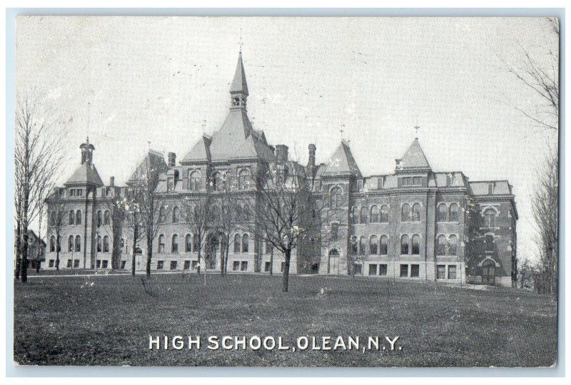 1906 High School Building Exterior Trees Scene Olean New York NY Posted ...