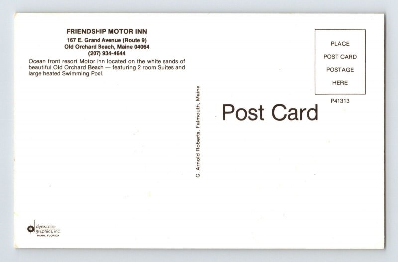 Postcard Maine Old Orchard Beach ME Friendship Motor Inn Motel 1970s ...