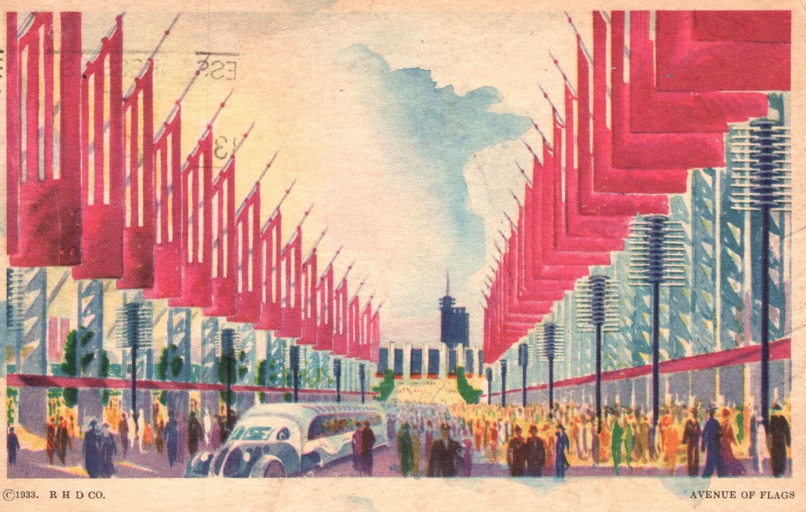 Vintage Postcard 1933 Century Of Progress Avenue Of Flags Chicago ...