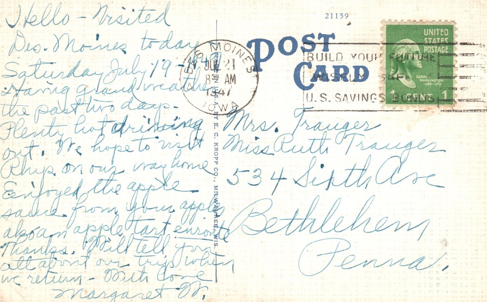 Vintage Postcard 1947 Owa State Capitol Building Landmark Des Moines ...