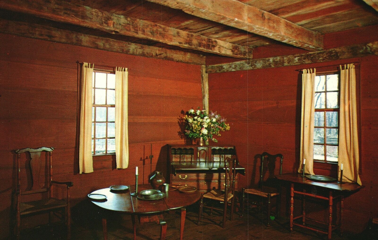 Vintage Postcard Dining Living Room Wick House Morristown National New ...