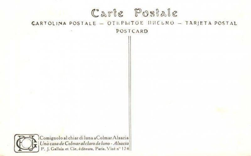 Vintage Postcard OLD House at Colmar by Moonlight Alsatia ART C. 1960s ...