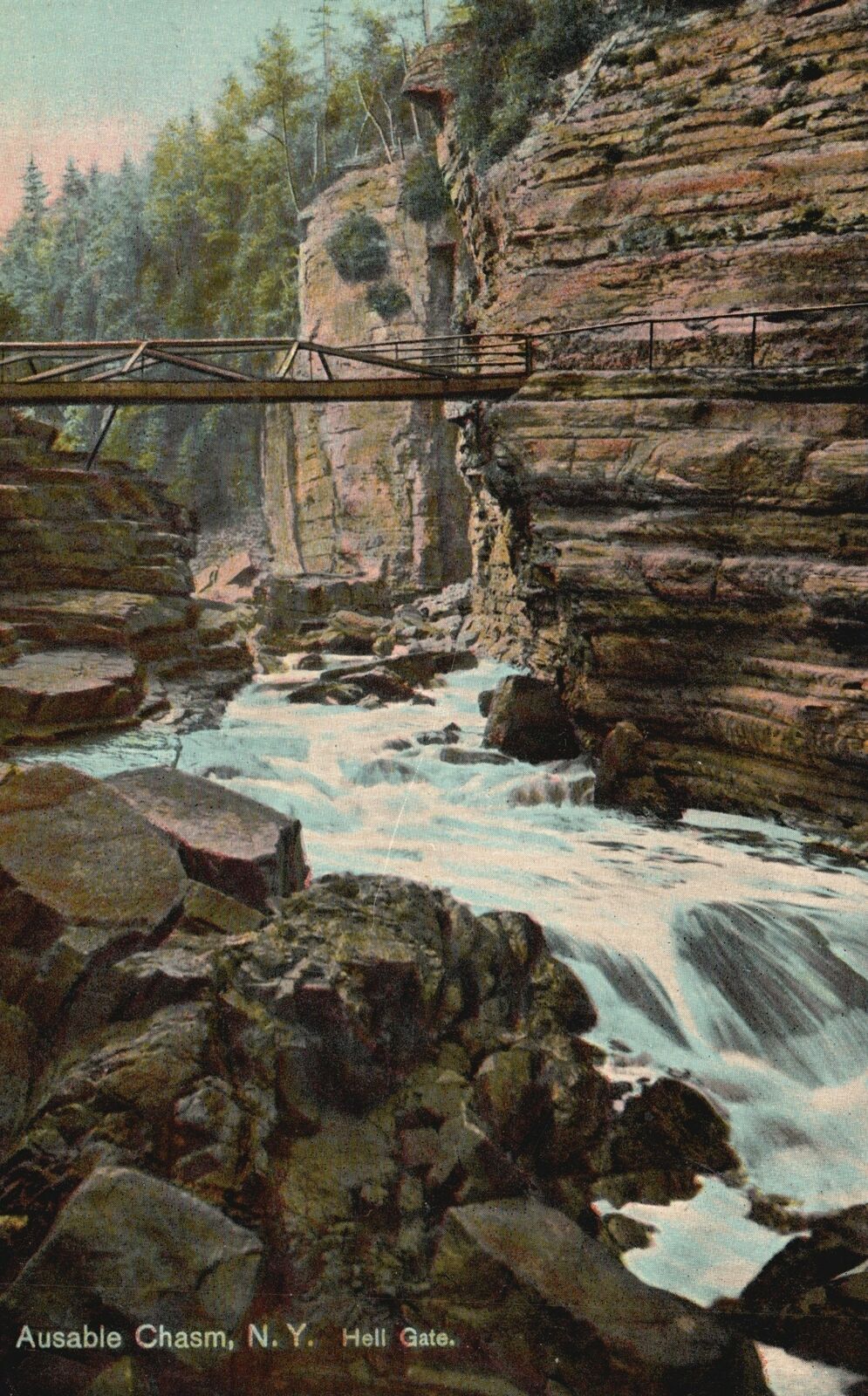 Vintage Postcard 1910s Hell Gate Ausable Chasm Keeseville New York NY ...