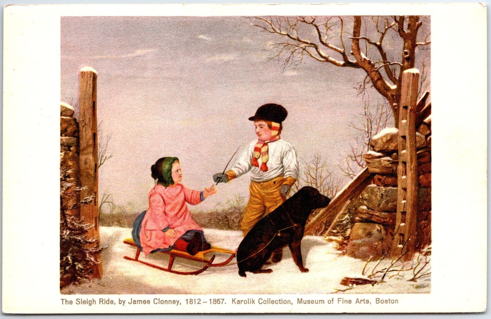 Vintage Postcard "The Sleigh Ride" ART by James Clonney Museum Fine ...