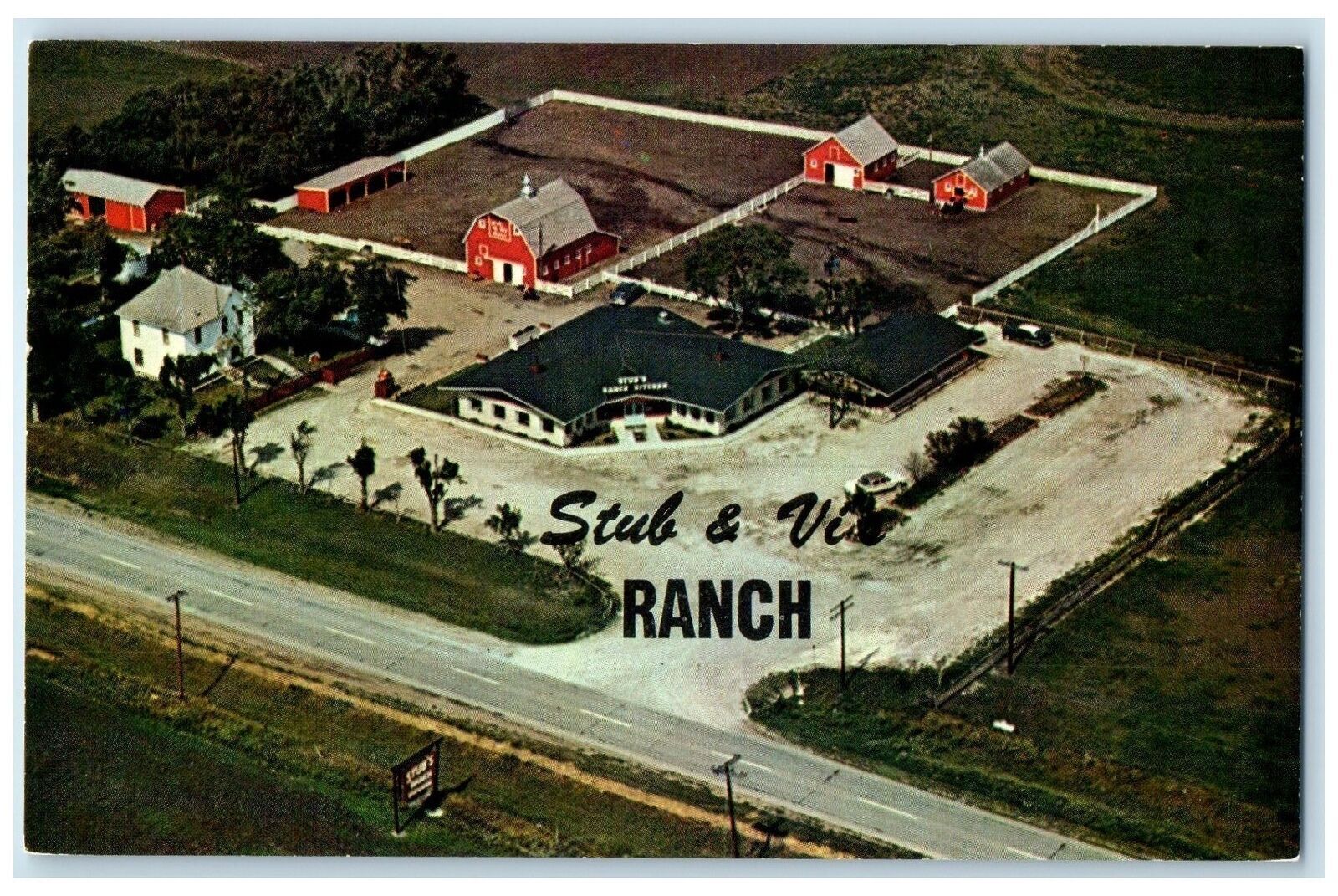 1967 Aerial View Of Stub's Ranch Kitchen Exterior Spencer Iowa IA Trees ...