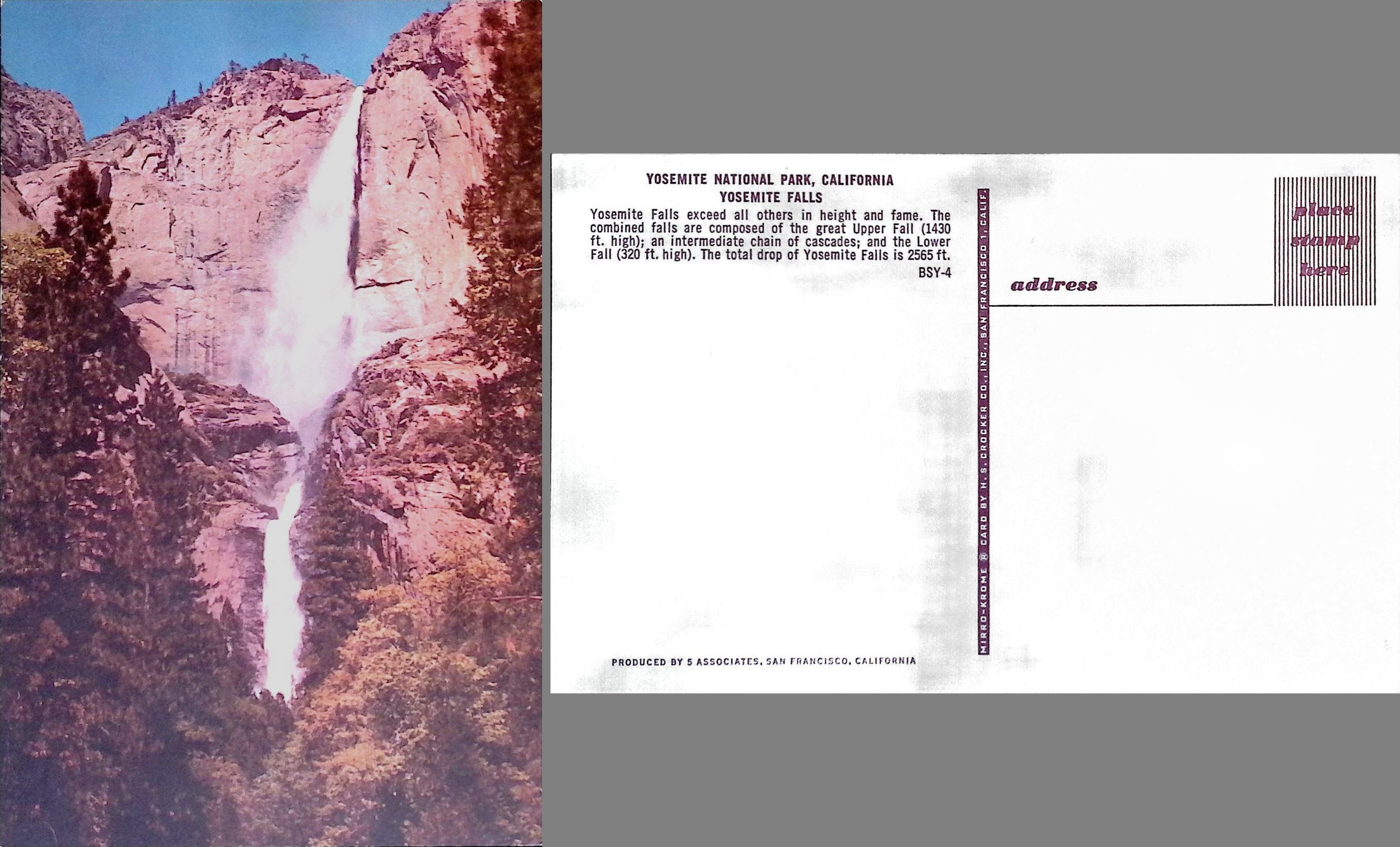 Vintage Postcard: "Yosemite Falls, Yosemite National Park, California ...