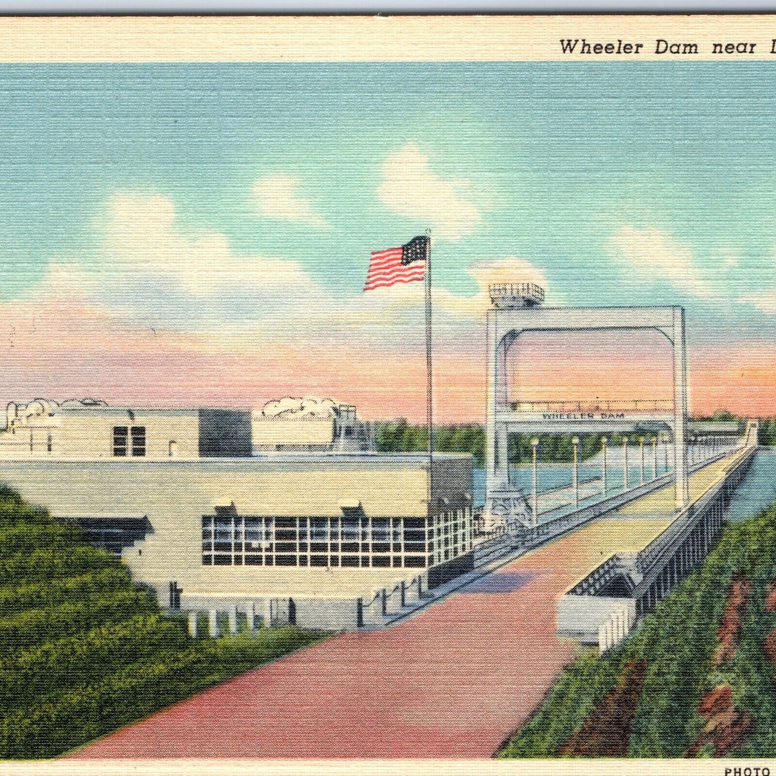 c1940s Decatur, AL Wheeler Hydroelectric Power Dam Linen PC by G.W ...