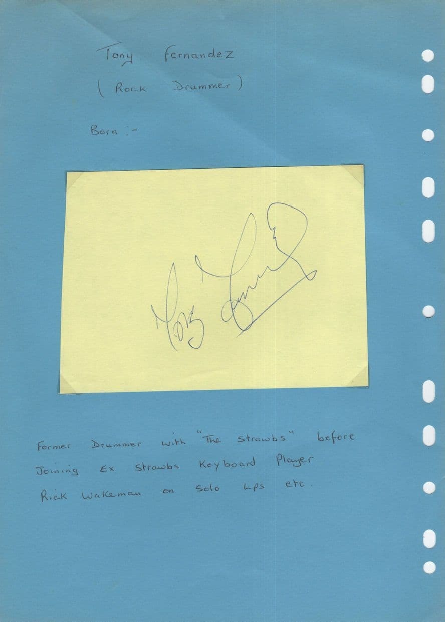 Tony Fernandez of The Strawbs Rick Wakeman Hand Signed Autograph ...