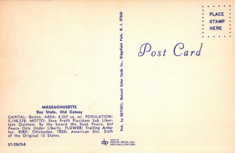 Vintage Postcard Pictorial Animated MAP of Massachusetts the BAY State ...