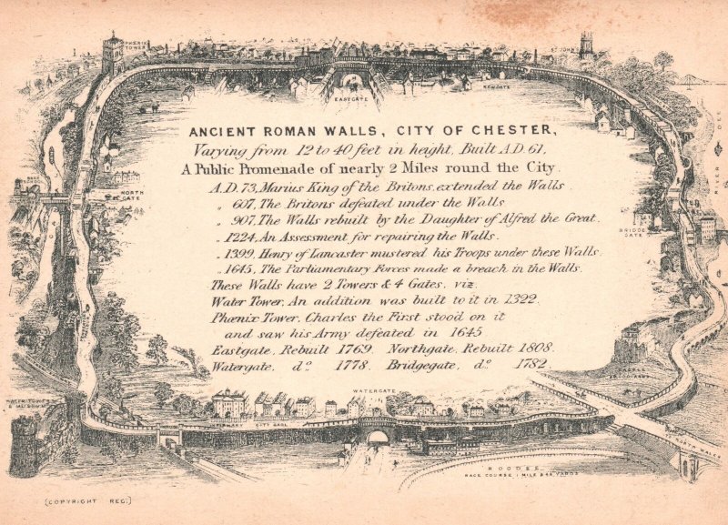Vintage Postcard Ancient Roman Walls City of Chester 12 to 40 ft ...