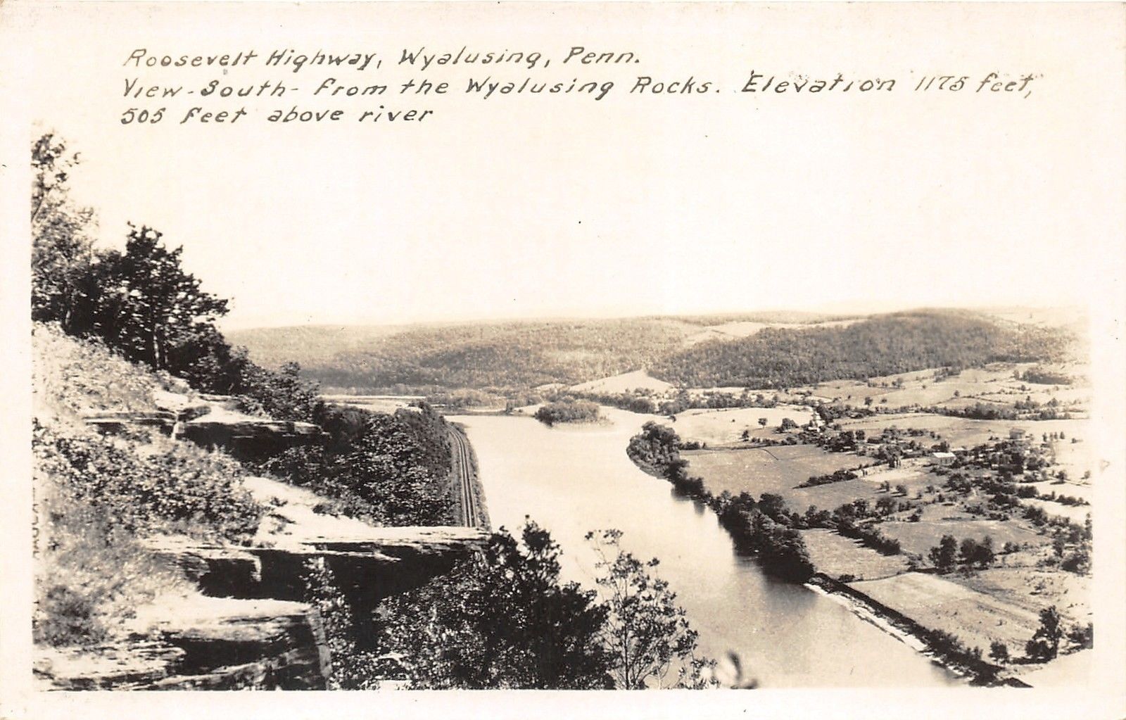 Wyalusing Pennsylvania~Roosevelt Highway View of River-Farm Land-RR ...