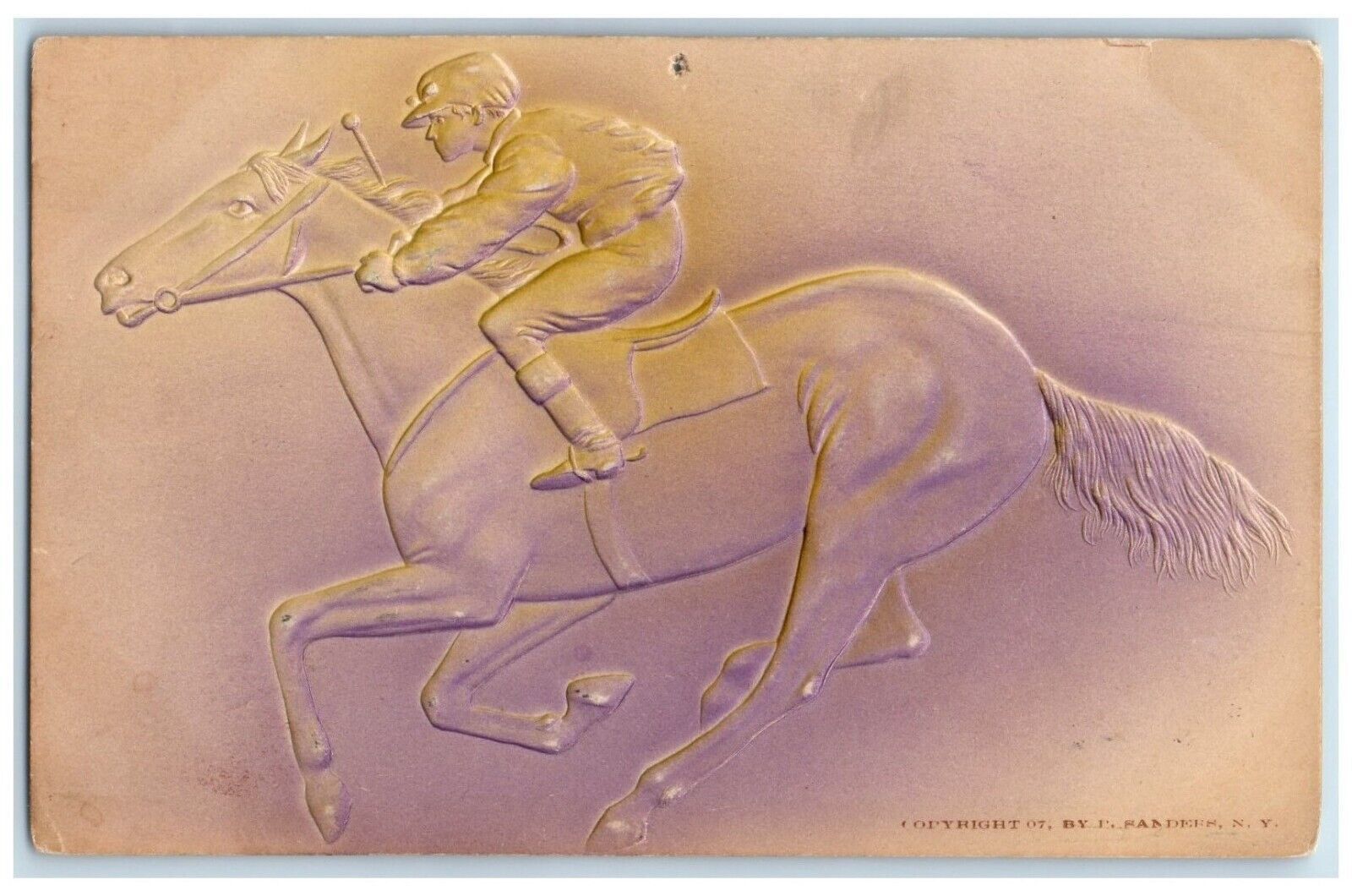 1908 Jockey Horse Riding Race Airbrushed Brooklyn New York NY Antique ...
