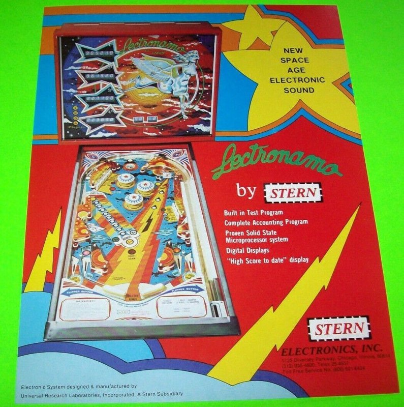 Lectronamo Pinball FLYER Stern NOS 1977 Original Game Art Women With ...