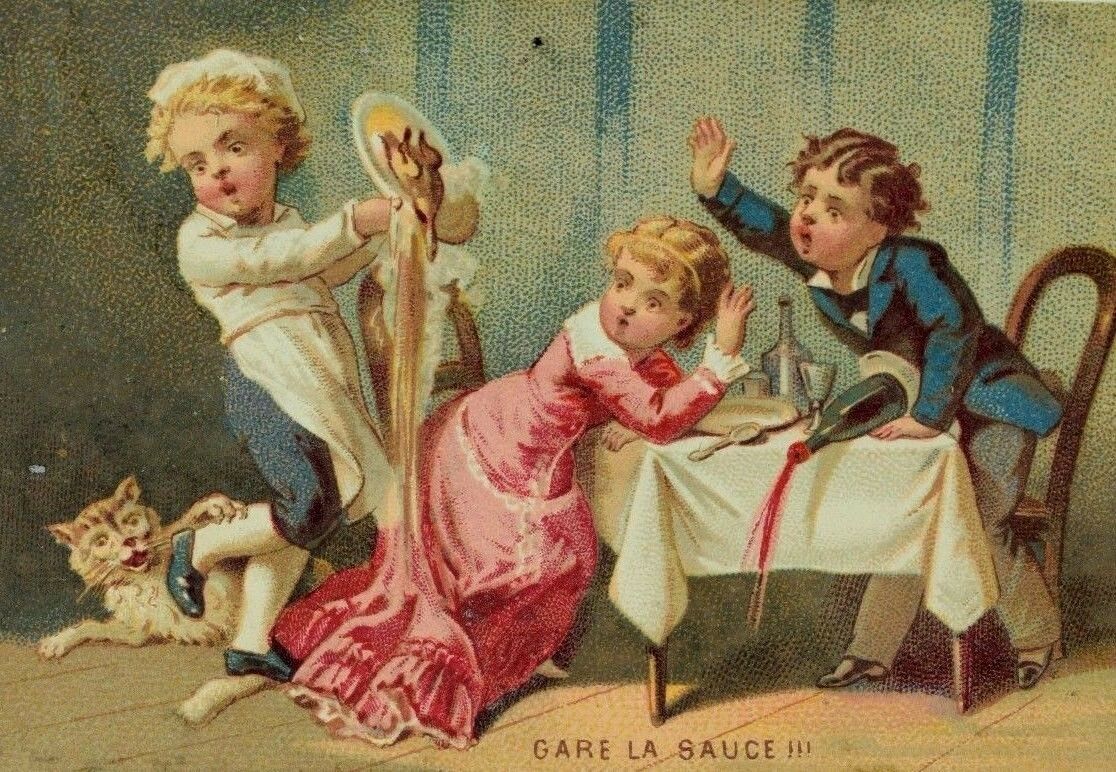 Hogg Brown & Taylor Dry Goods Couple Eating, Waiter Tripped By Cat F87 ...