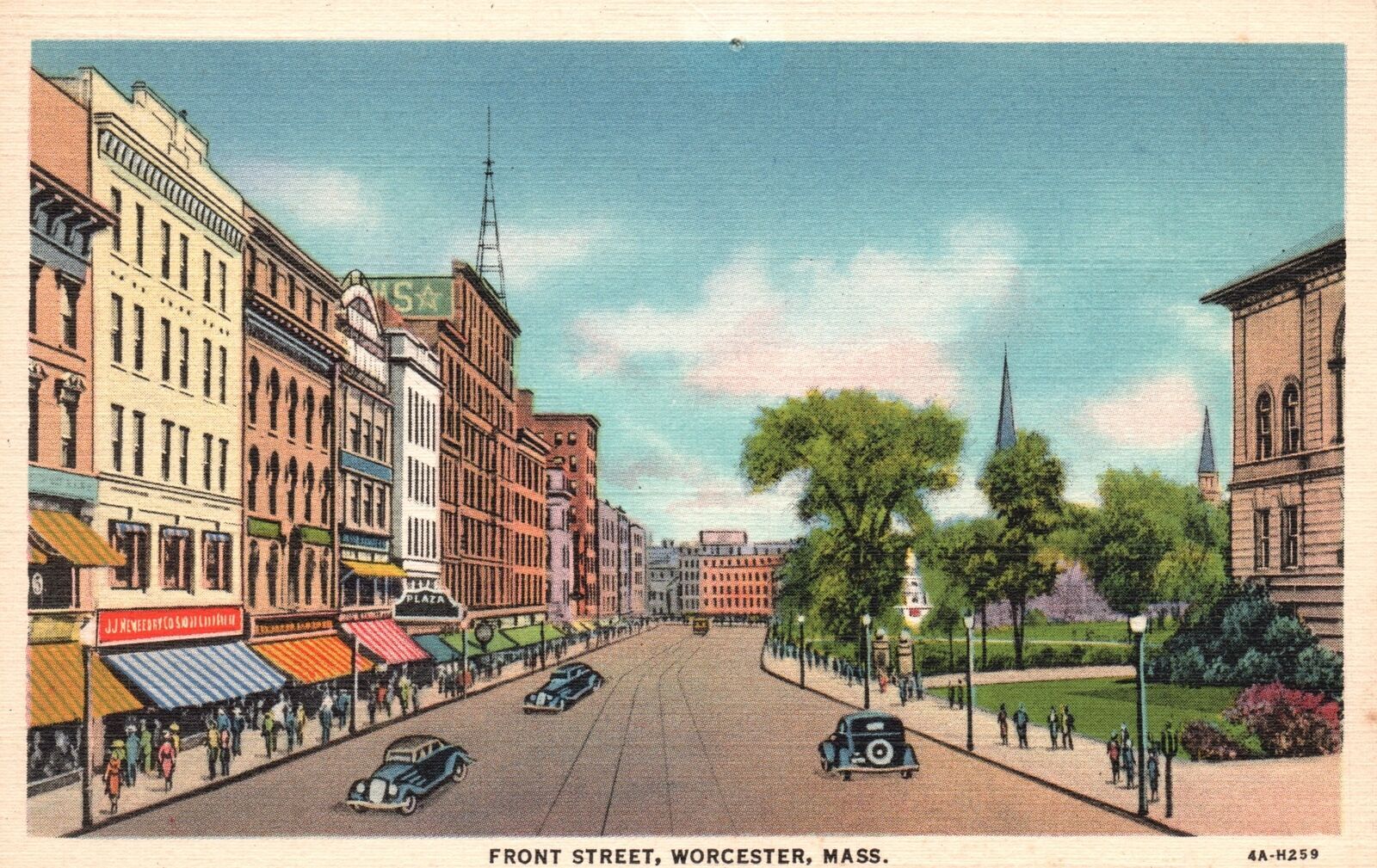 Vintage Postcard Front Street Shopping Thoroughfare Worcester ...