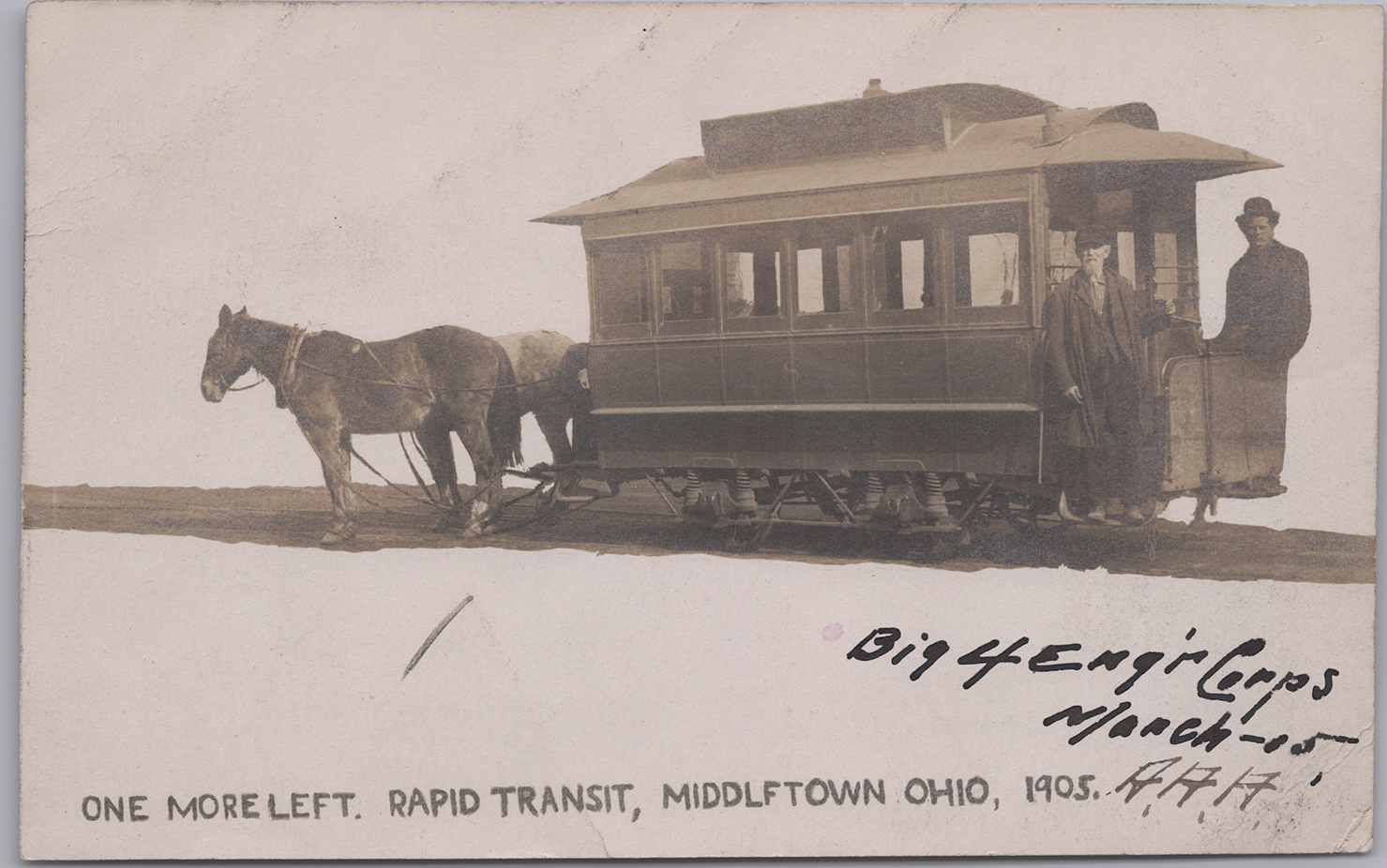 RPPC-Middletown, Ohio, "One More Left" Last horse drawn trolley-1905 ...
