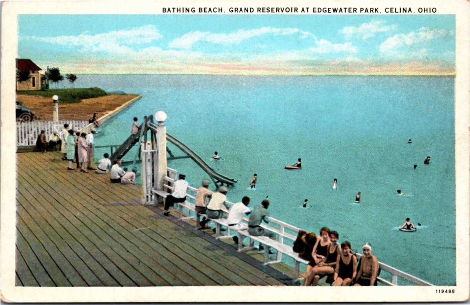 Postcard OH Celina Bathing Beach Grand Reservoir at Edgewater Park ...