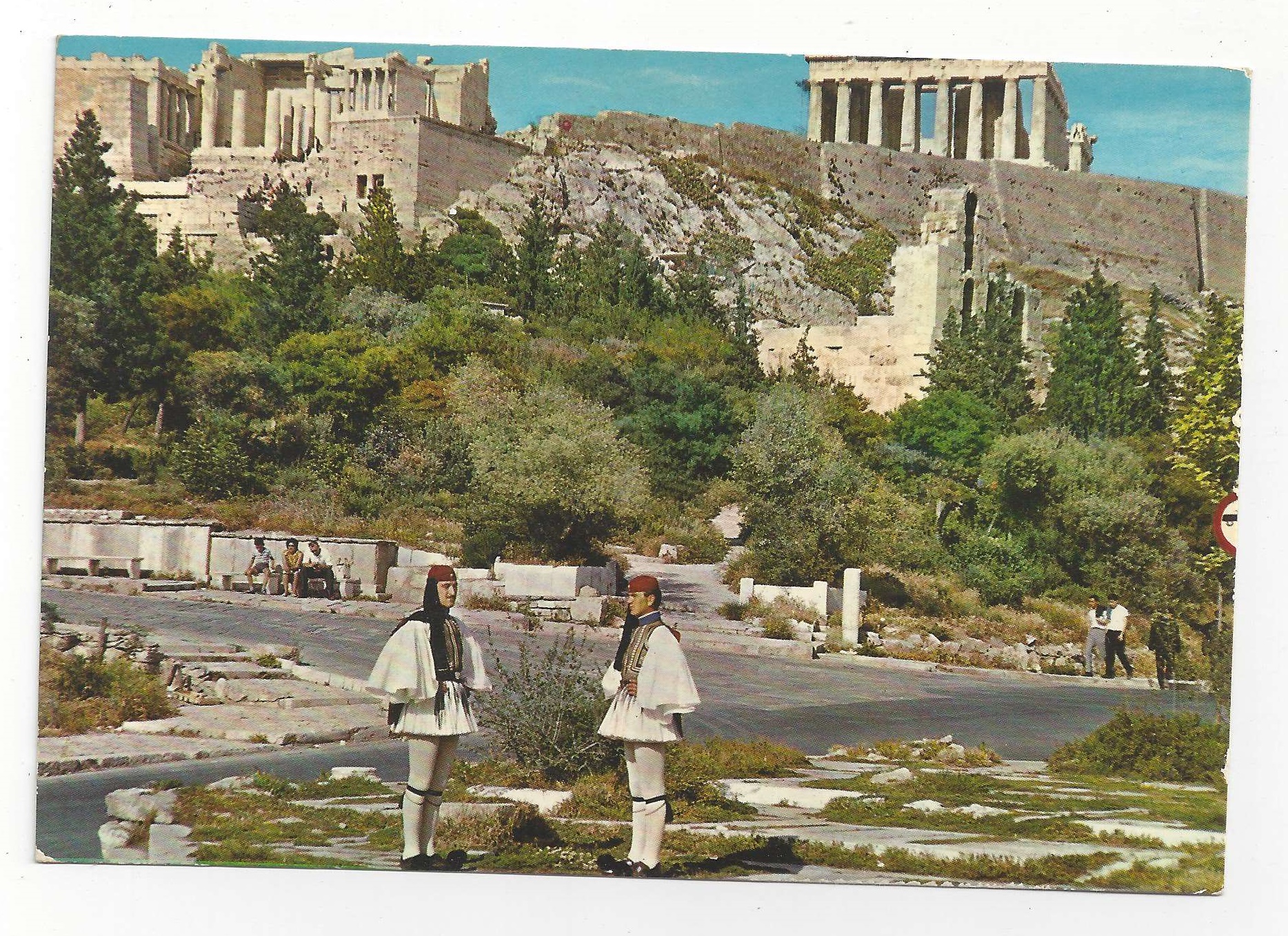 Greece Athens Evzone Royal Guards Acropolis Uniform Vintage Postcard ...