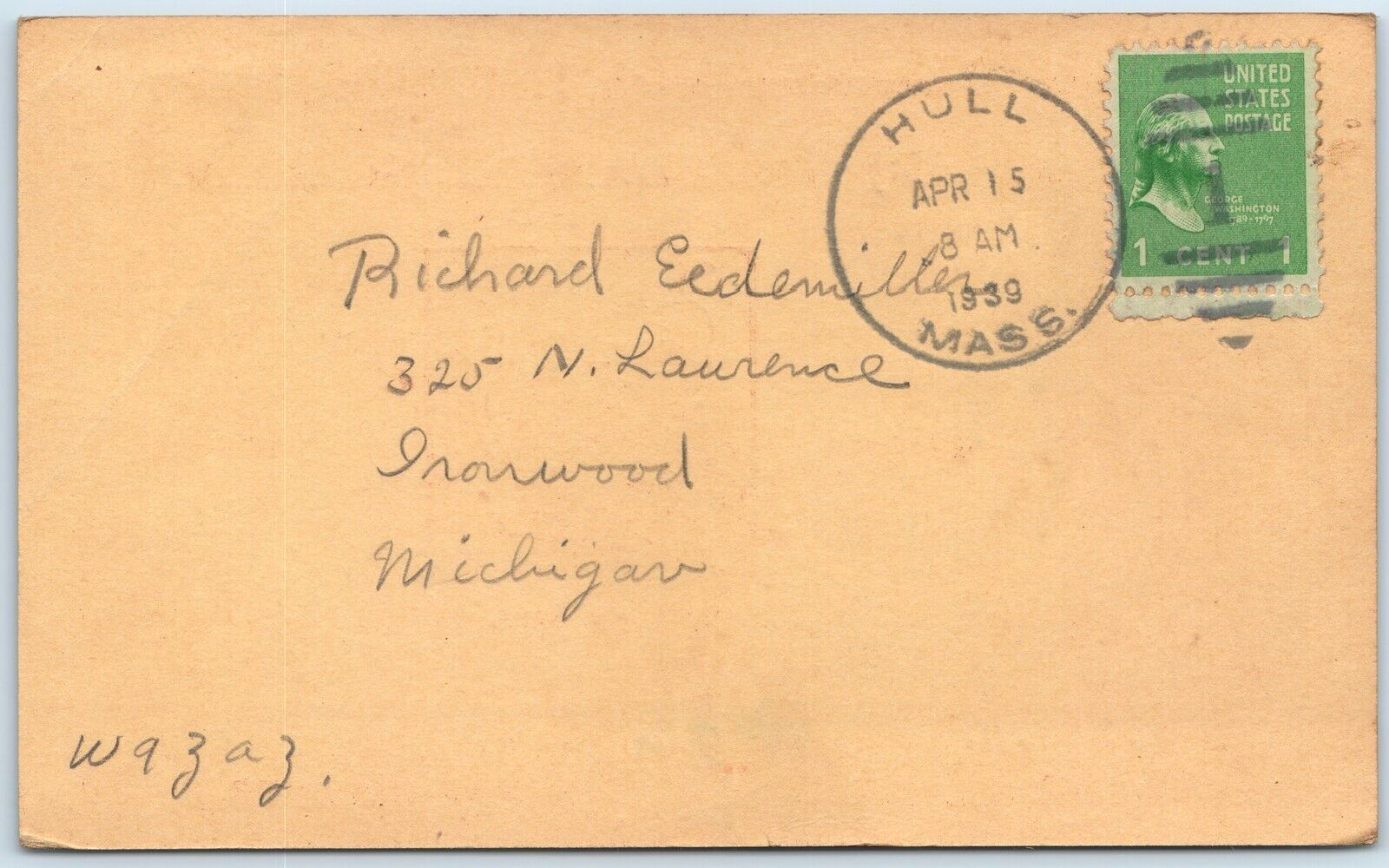 c1939 Hull, MA Fire Headquarters QSL Ham Radio Card W1NE Gardner RST ...