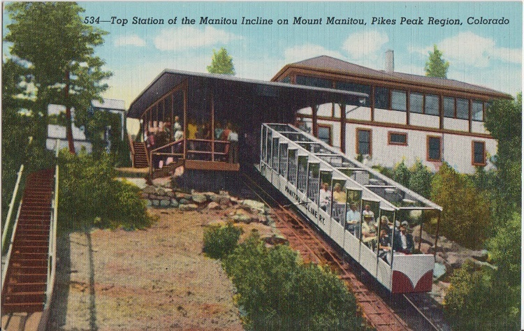 PIKES PEAK - MOUNT MANITOU INCLINE 1940s / INCLINE - FUNICULAR RAILWAY ...