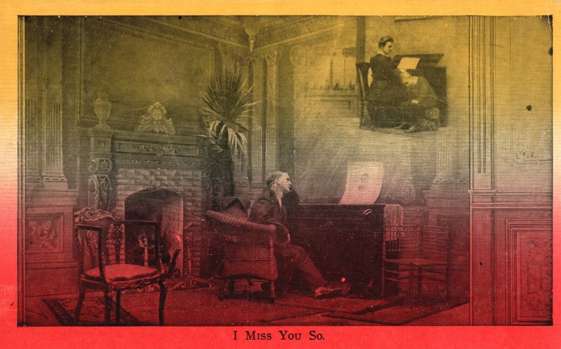 Vintage Postcard 1911 Man Staring At The Picture Near The Fireplace I ...