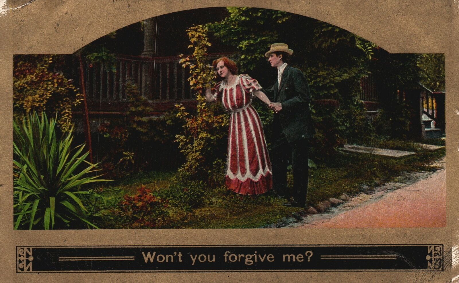 Vintage Postcard 1910's Won't You Forgive Me? Lovers Man Held Hand Of ...