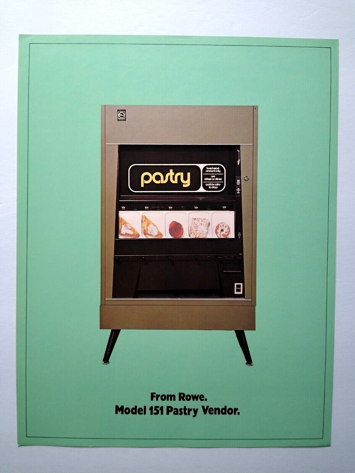 Rowe Pastry Food Vending Machine Flyer Model 151 Vintage Promo Art 8.5 ...