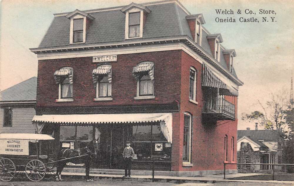 Oneida Castle New York Welch Grocery Store Horse Wagon Vintage Postcard ...