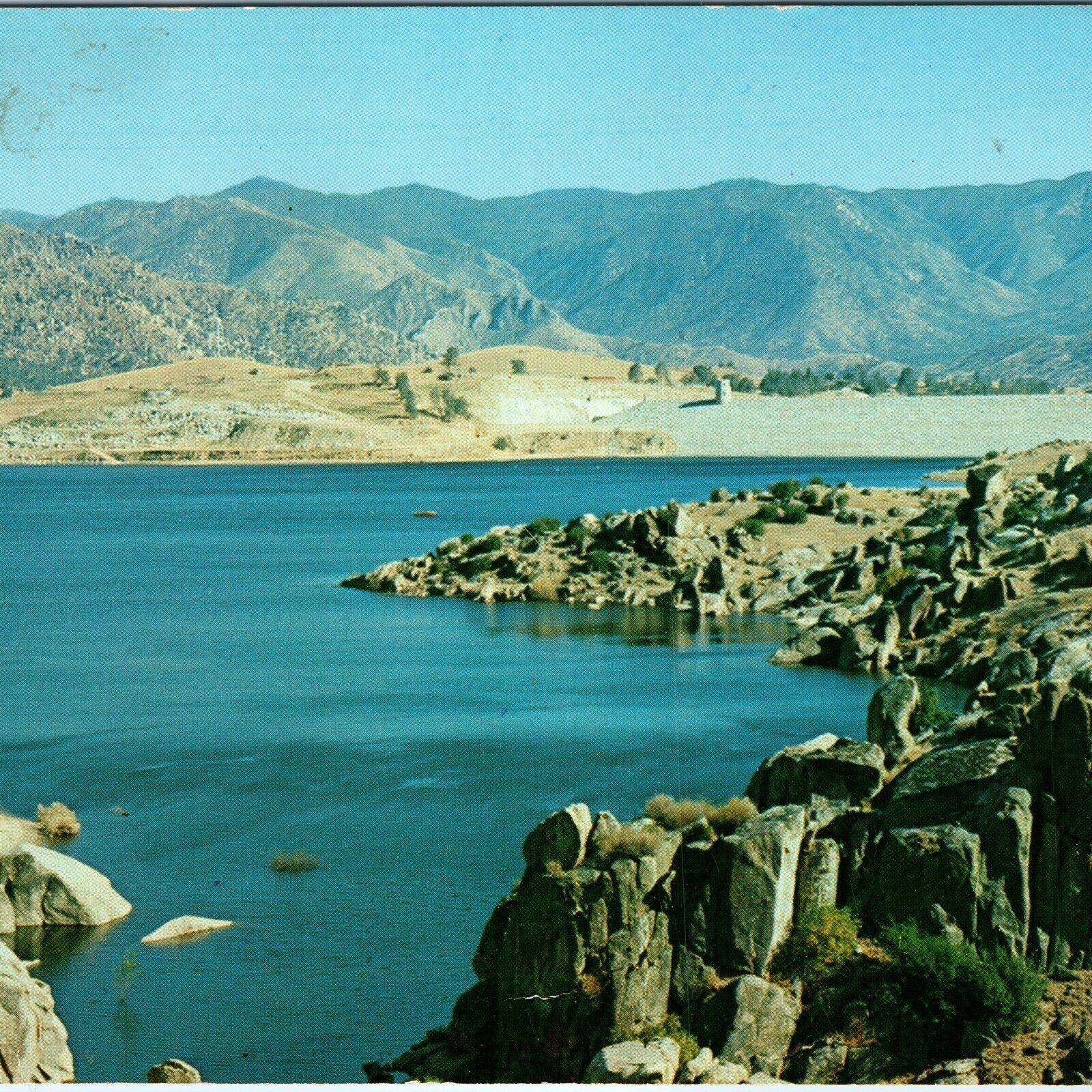 c1957 Lake Isabella CA Kern River Valley Dam Mountains Lake Chrome ...