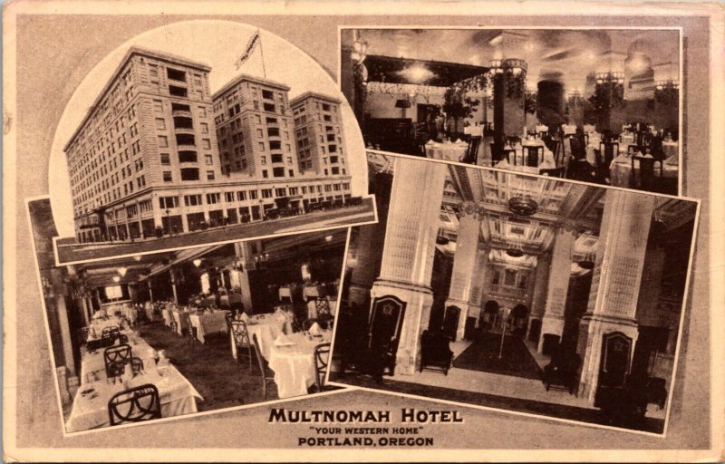 Postcard Multiple Views of Multnomah Hotel in Portland, Oregon | United ...