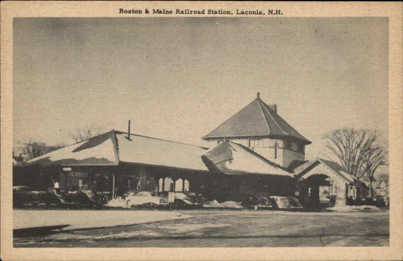 Laconia New Hampshire NH B&M Railroad Train Station Vintage Postcard ...