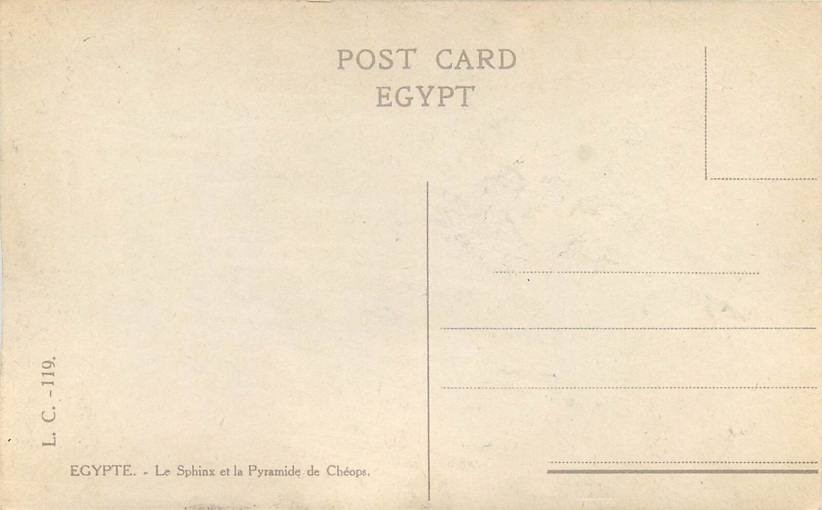 Post card Egypt The Sphinx and the Pyramid of Kheops native types ...
