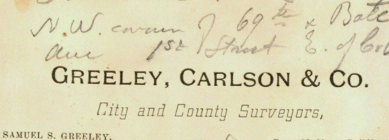 1890's Greeley Carlson & Co. City & County Surveyors P152 | Ephemera ...