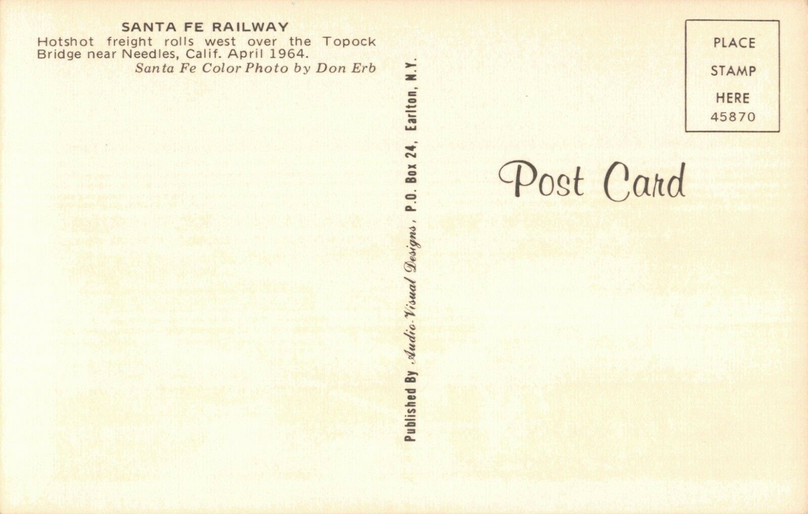 Santa Fe Railway Topock Bridge Colorado River Needles, Ca. Postcard ...