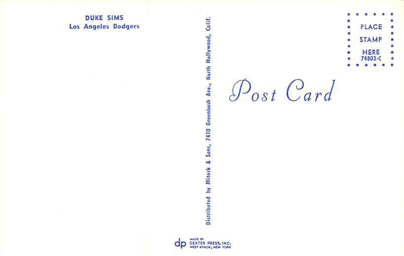 Duke Sims Los Angeles Dodgers | Topics - Other, Postcard / HipPostcard