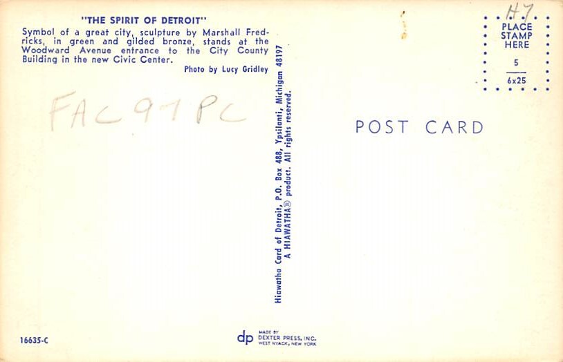 The Spirit Of Detroit Symbol Of Great City - Dearborn, Michigan MI ...